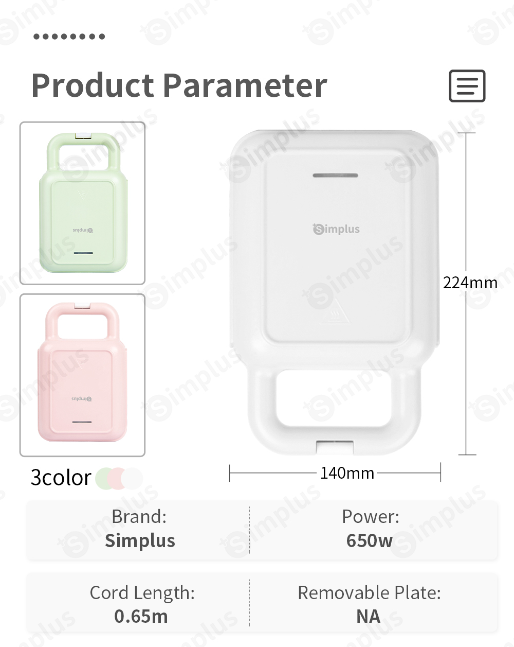 Simplus Sandwich Maker Non-stick MultiFunctional Bread Toaster | Shopee ...