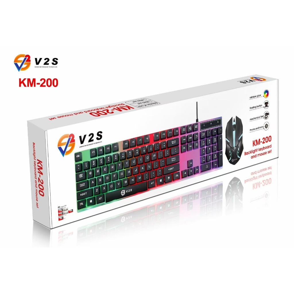 V2S KM200 Mechanical Keyboard And Mouse Bundle Backlight Gaming Combo ...