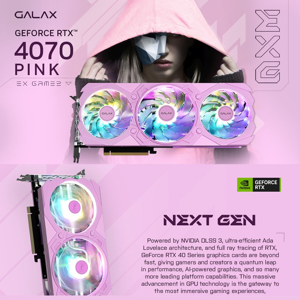 EasyPC| Galax GeForce RTX 4070 EX-Gamer GDDR6X graphics card| Pink and ...