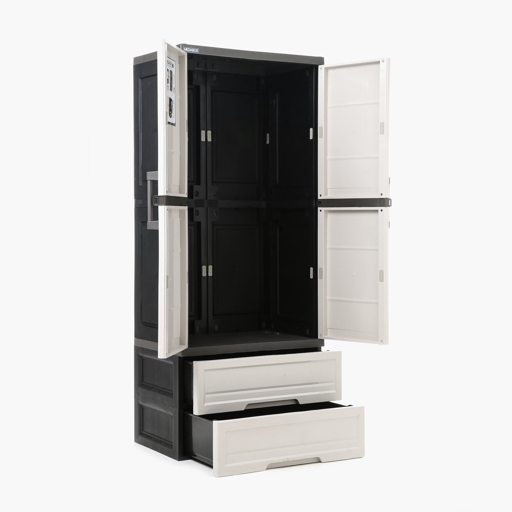Megabox Wardrobe with 2 Drawer MG-186 (Grey and Beige) | Shopee Philippines