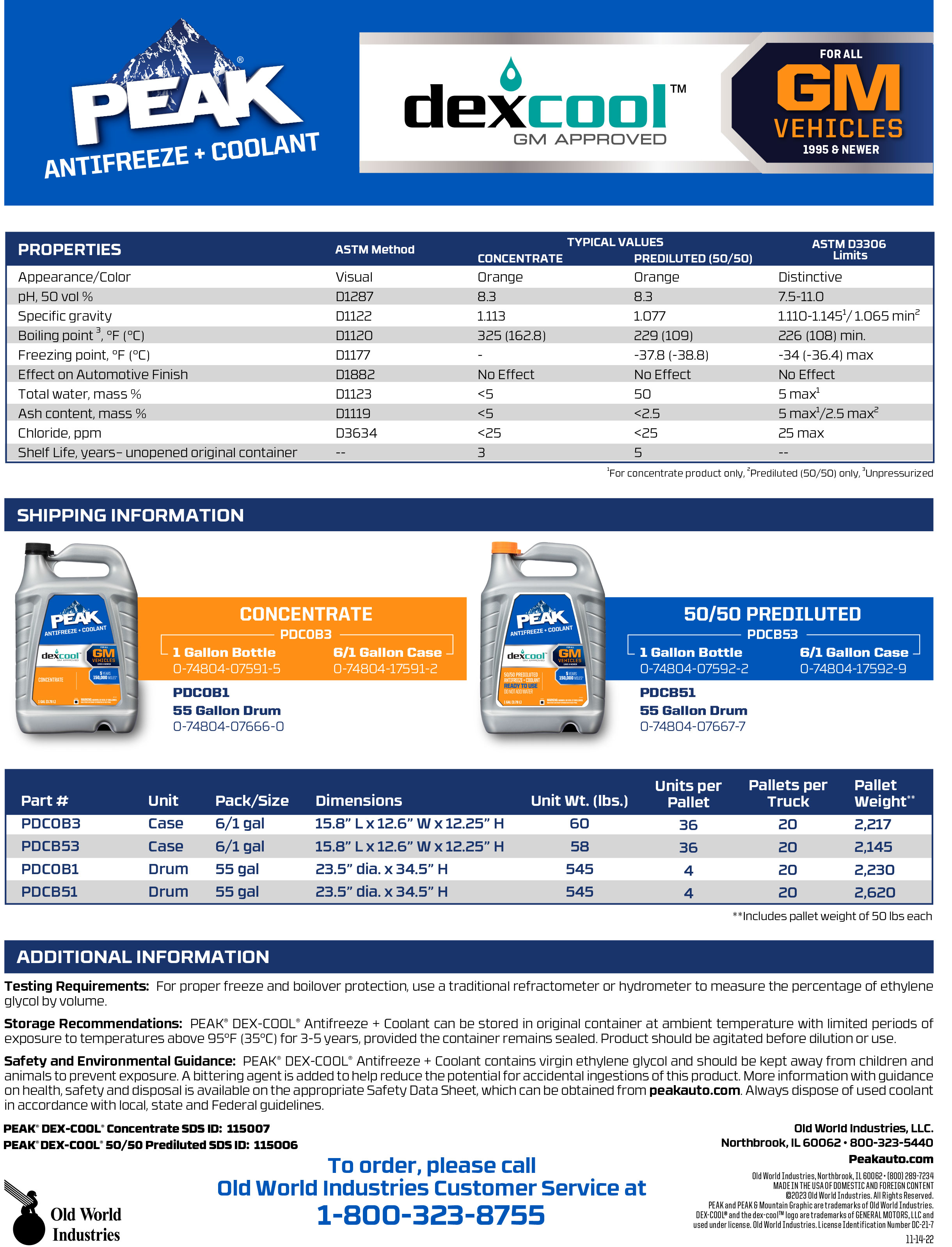 PEAK DEX-COOL 50/50 Prediluted Antifreeze + Coolant US Gallon (3.78 ...