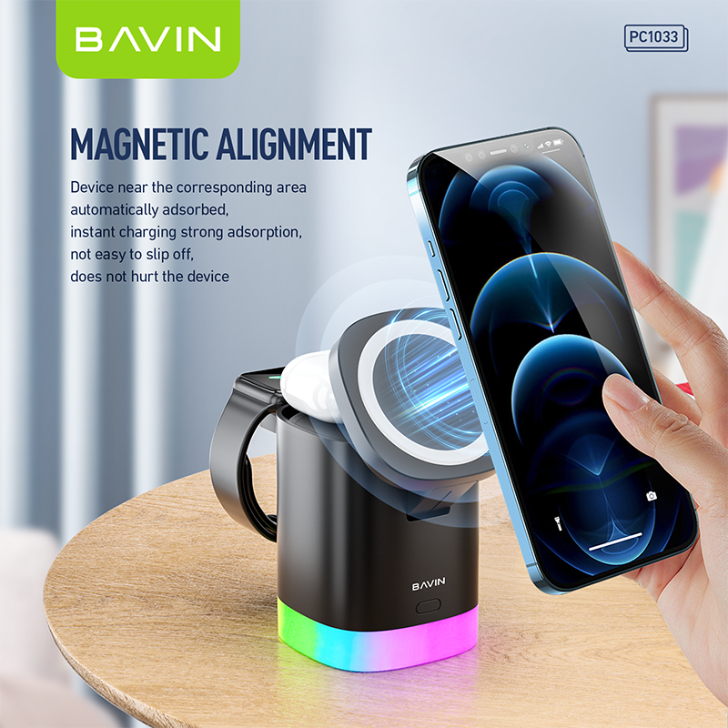 【Christmas Gift】BAVIN PC1033 3in1 Magnetic Wireless Charger Fast ...
