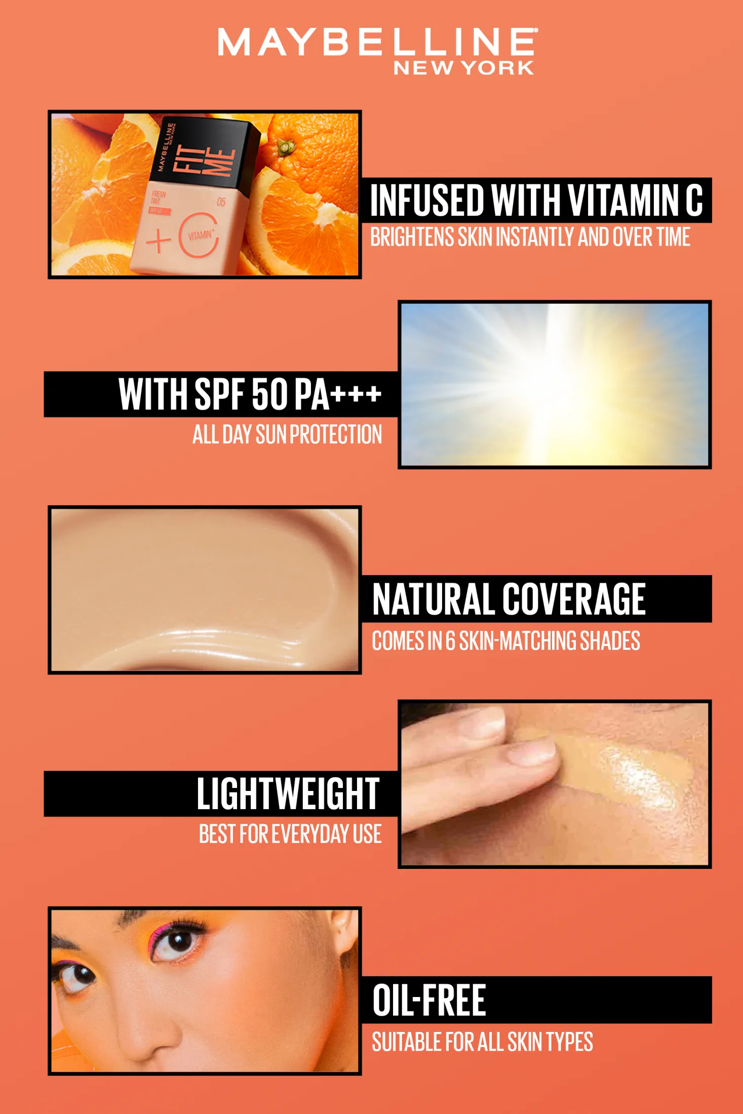 Maybelline Fit Me Fresh Tint With Vitamin C Skin Tint Brightening Sunscreen Spf 50 Pa Bb