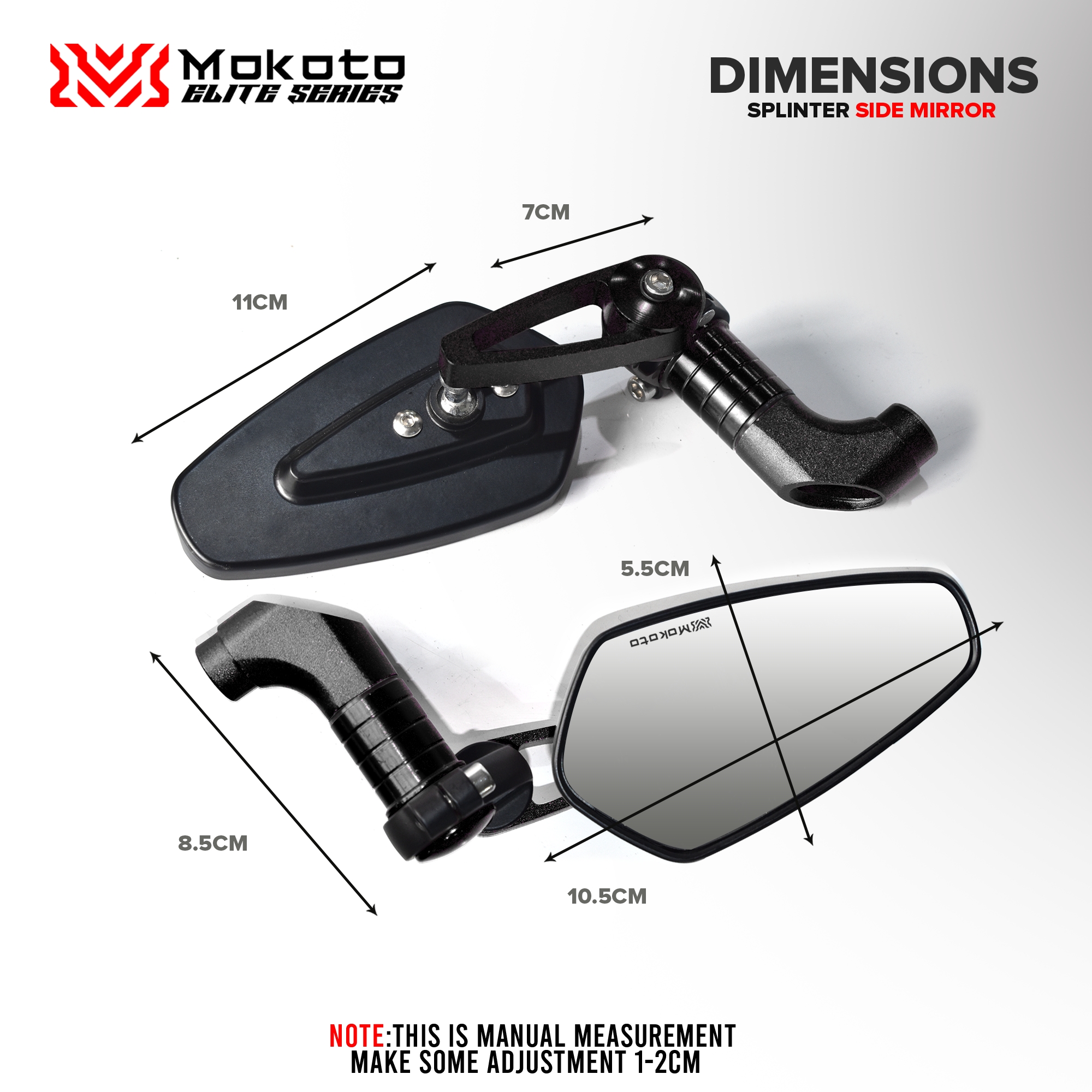 MOKOTO ELITE SERIES SPLINTER SIDE MIRROR MOTO-ES-7644/NON GRADED SMOKE ...