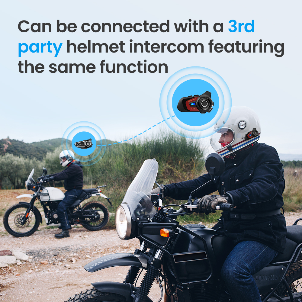 GEARELEC GX8 Bluetooth Motorcycle Intercom Helmet Headset Waterproof ...