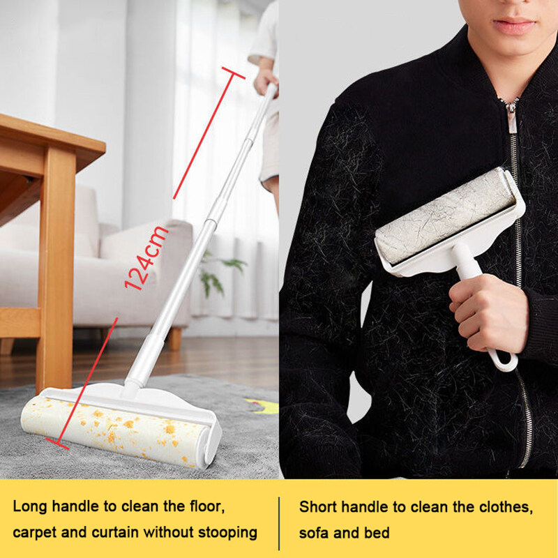 Sticky Pet Fur Cleaner Hair Roller Detachable Long Rod Felt Hair Roller ...