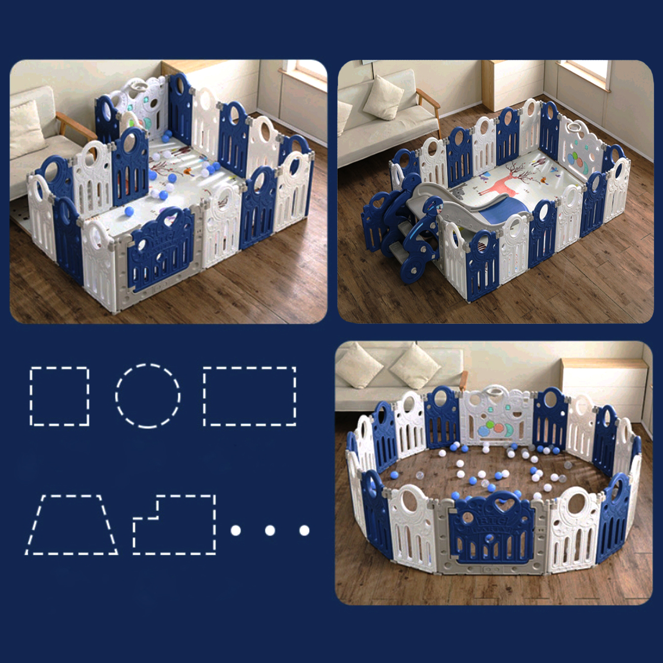 [PLAYPEN] Playpen for baby foldable large stable adjustable shape ...