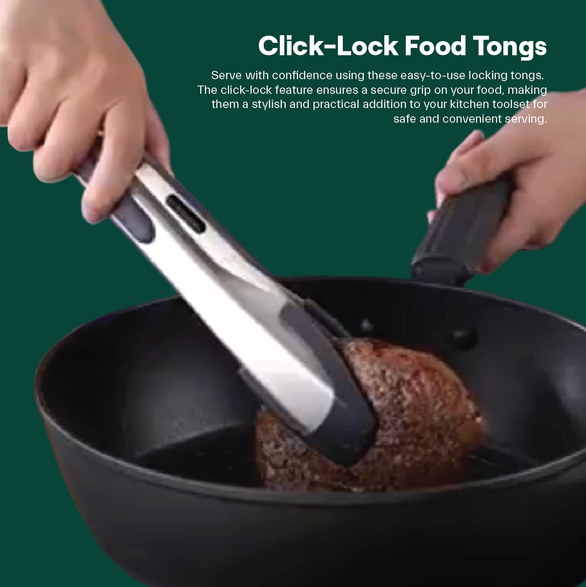 Famco Click-lock Food Tongs, Secure Locking Easy Kitchen Tweezers ...