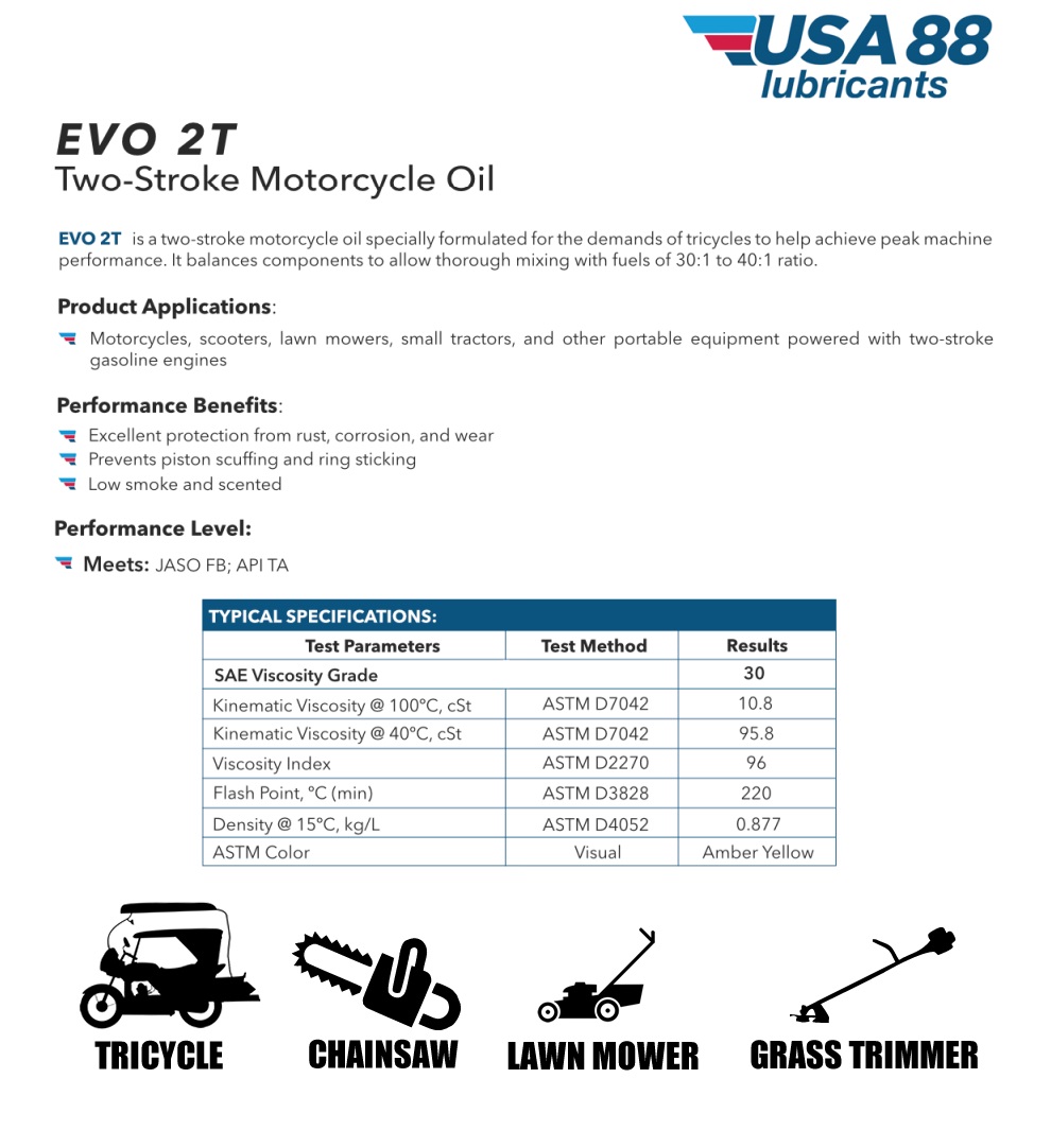 USA88 EVO 2T Motorcycle Oil (200ml/1Quart) | Shopee Philippines