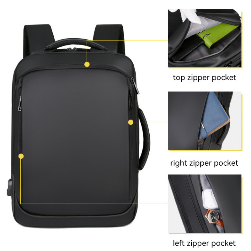 Mens Backpack Business USB Rechargeable Men's Waterproof Bag 15.6 Inch ...