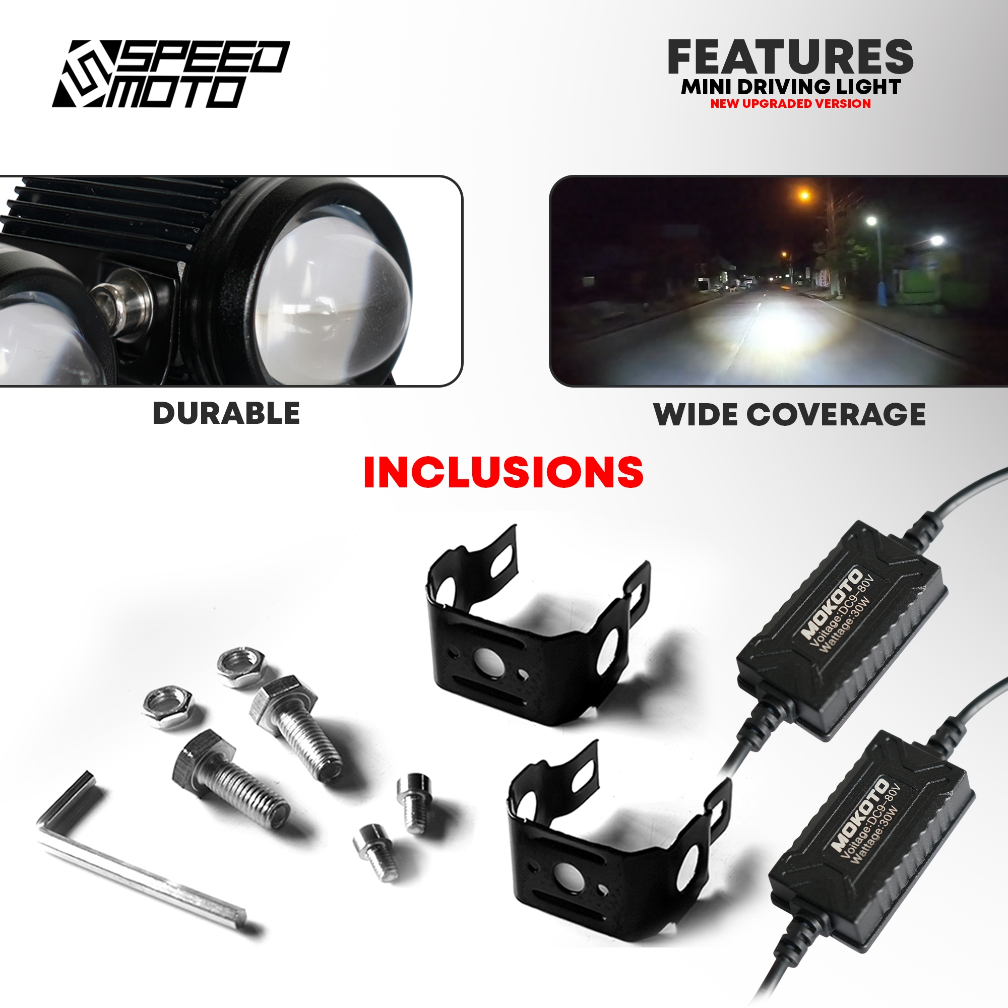 MOKOTO MINI DRIVING LIGHT V2 WHITE AND YELLOW 4WIRES HIGH-LOW BEAM 12V ...