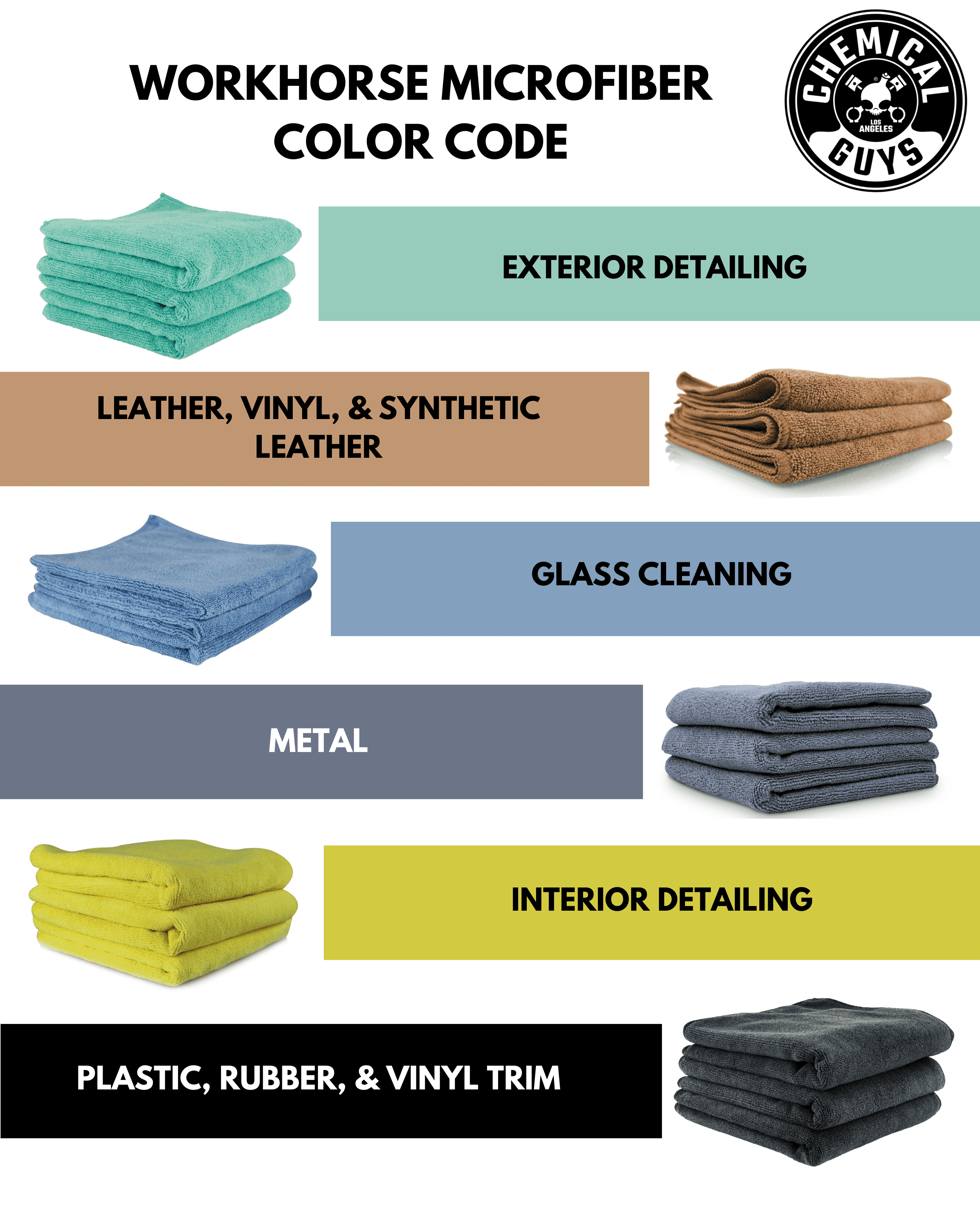 Chemical Guys Workhorse Professional Microfiber Towel -Tan 16" x 16" (3 ...