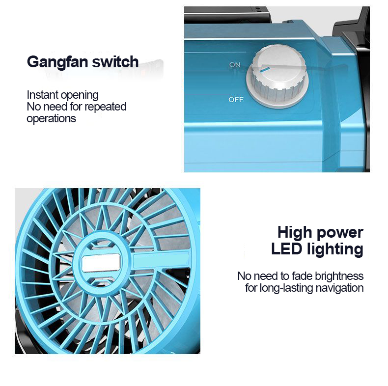 12 Inch Mobile Fan Outdoor Tent Fan Rechargeable Desk Fan LED Light ...