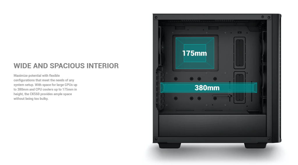 ITW | DeepCool CK560 Mid-Tower Tempered Glass PC Case (Black and White ...