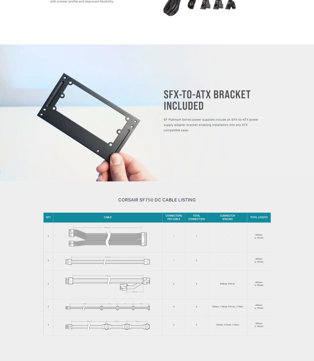CORSAIR SF750 750W 80+ Platinum SFX Full Modular PSU with 92mm Ultra ...