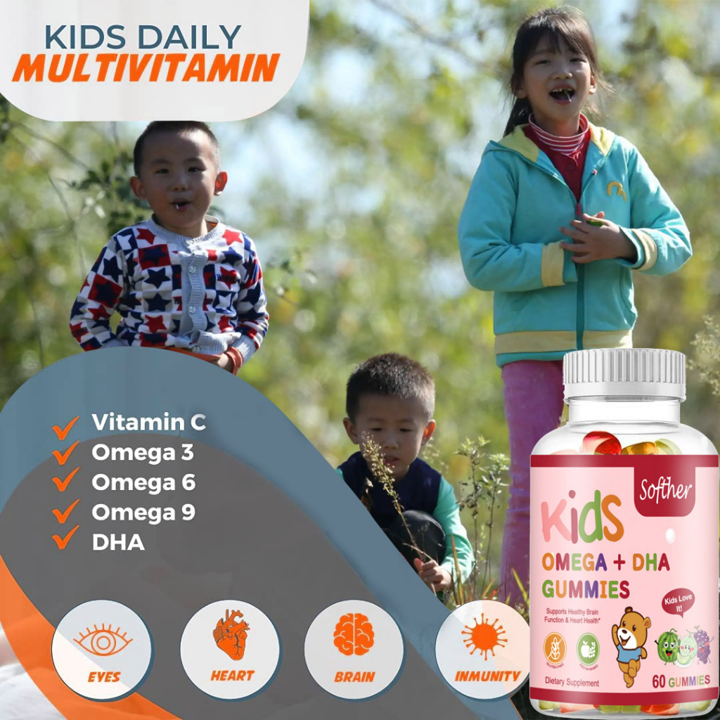 Softher OMEGA + DHA Gummies for Kids Vitamin D3 Baby Boost Immunity ...