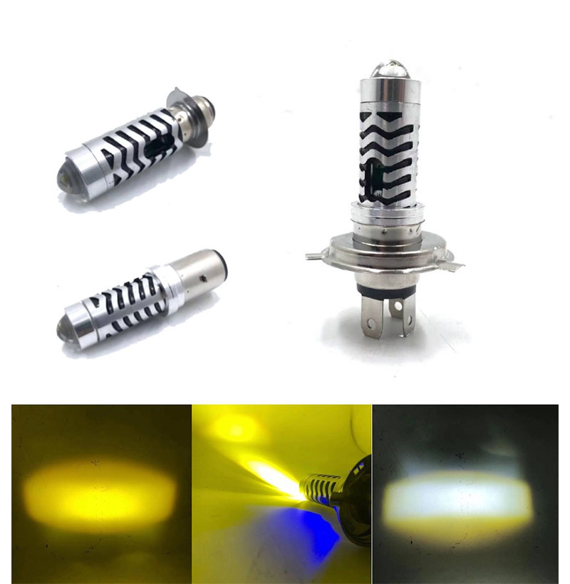 HOTSPEED MDL Killer Headlight Bulb Led Lights for Motorcycle T19 P15D With Blue Parklight ...
