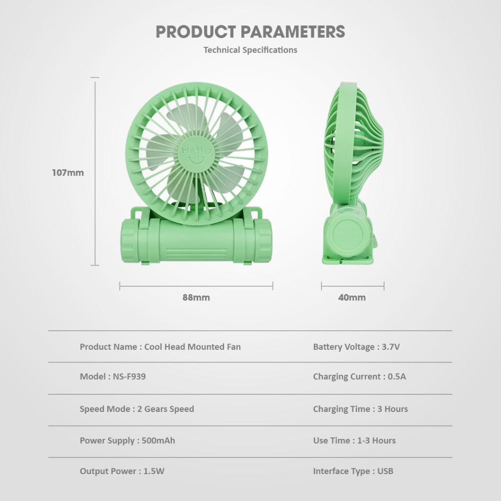 NSS Head Fan mini USB Fan Rechargeable Hands Free Portable Cooling Fan ...