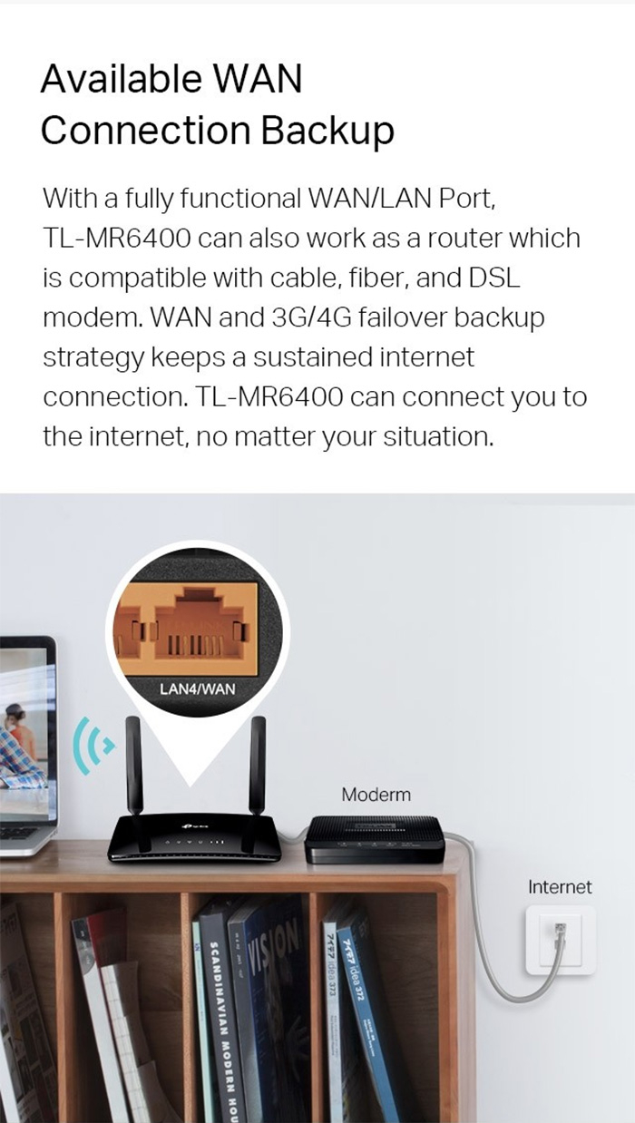 TP-Link | TL-MR6400 | 300Mbps | Wireless N | 4G | LTE | Open Line ...