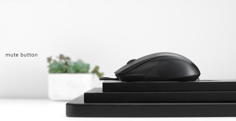 Rapoo N1600 Silent Wired Optical Mouse Anti-slip Scroll Wheel 1000 DPI ...