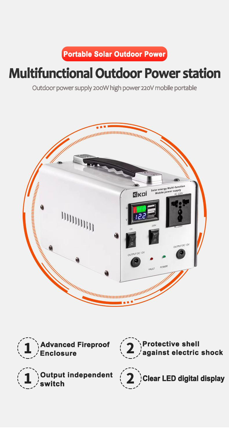 220V Solar Power Station 200W Portable Mobile Power 78000mAh Large ...