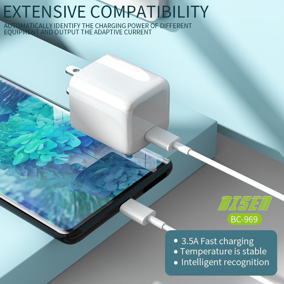 Original BISEN BC-969 2.4A USB Fast Charger Adapter With Cable For ...