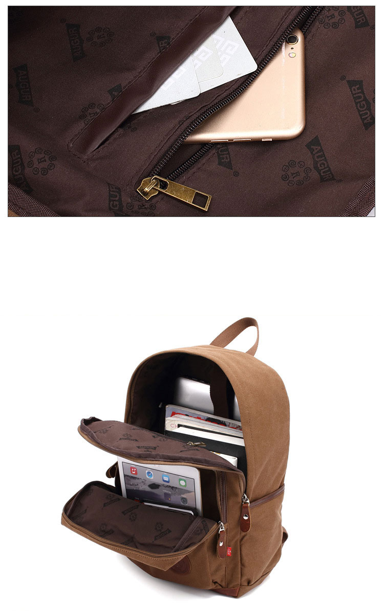 AUGUR Neutral Canvas Backpack Laptop Bag School Student Bag | Shopee ...