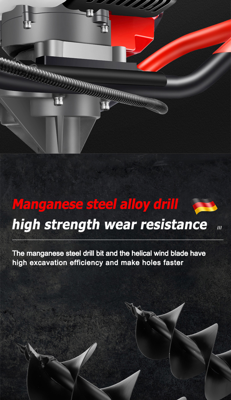 Earth Ground Auger Drill Machine Engine 2 Stroke 4HP with FREE Drill ...