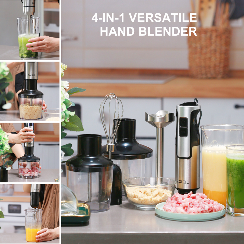 ZOLELE HB1200 4-in-1 Multifunctional Manual Mixer Immersion Blender ...