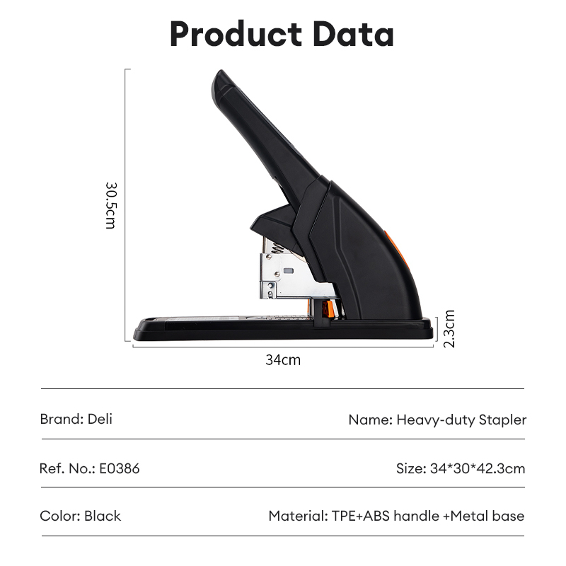 Deli Heavy Duty Stapler for Book Binding Gun Tacker Large Paper Stapler ...