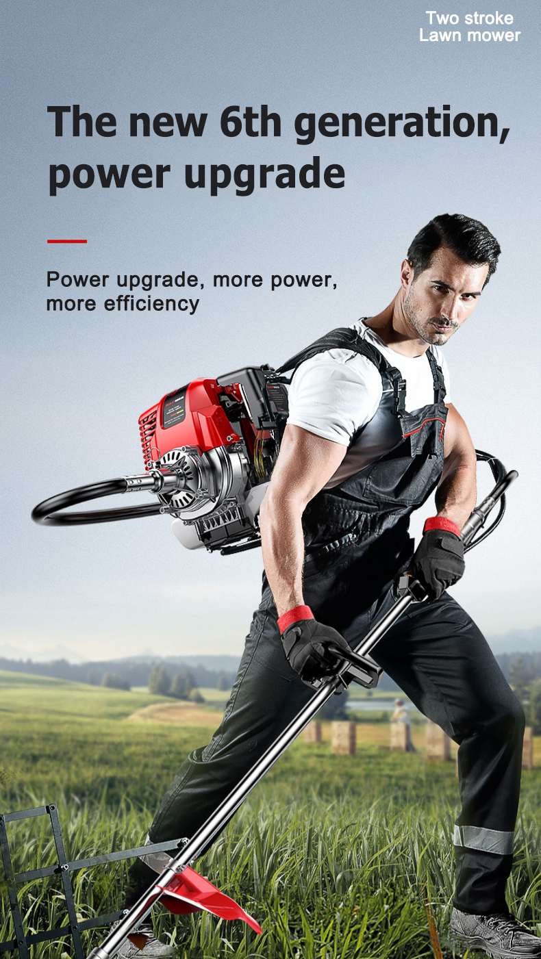 Lawn Mower 2-stroke Gasoline Lawn Mower Multifunctional Side-Mounted ...