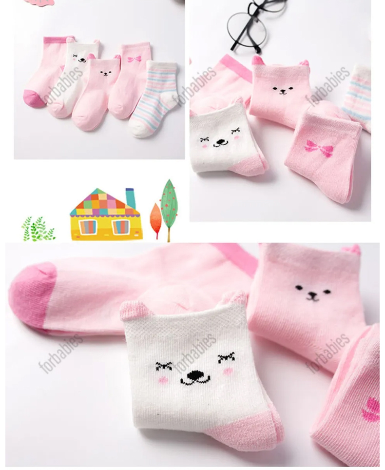 5 pairs/set Cute Soft Cotton Baby Socks newborn 0-6years old | Shopee ...