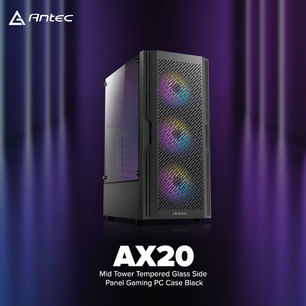EasyPC| Antec AX20 Mid Tower Tempered Glass Side Panel Gaming PC Case ...