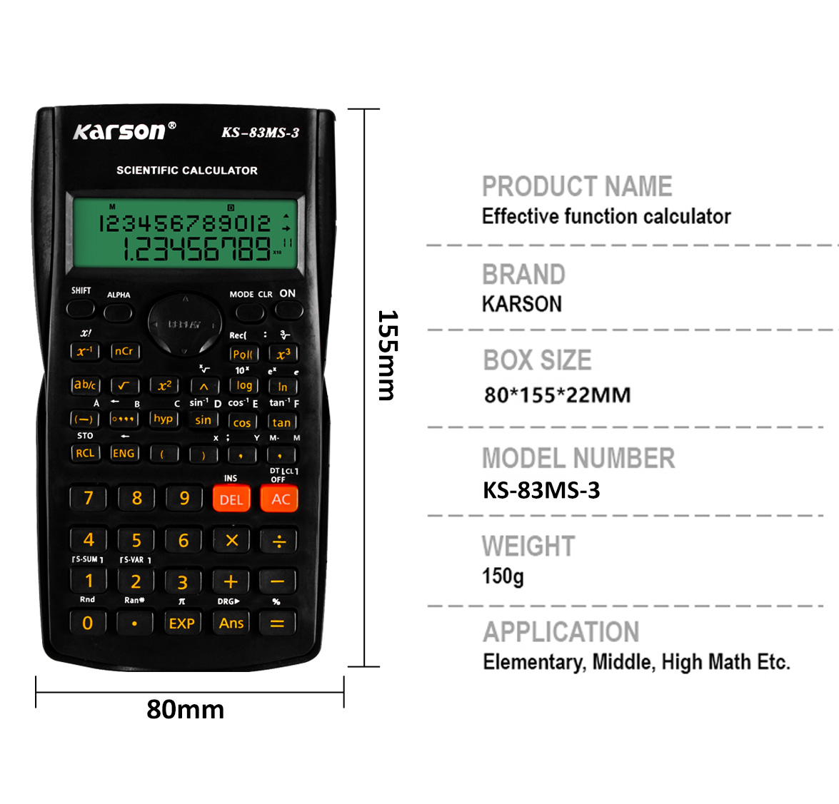 Karson 83MS Scientific Calculator Function Scientific Calculator School ...