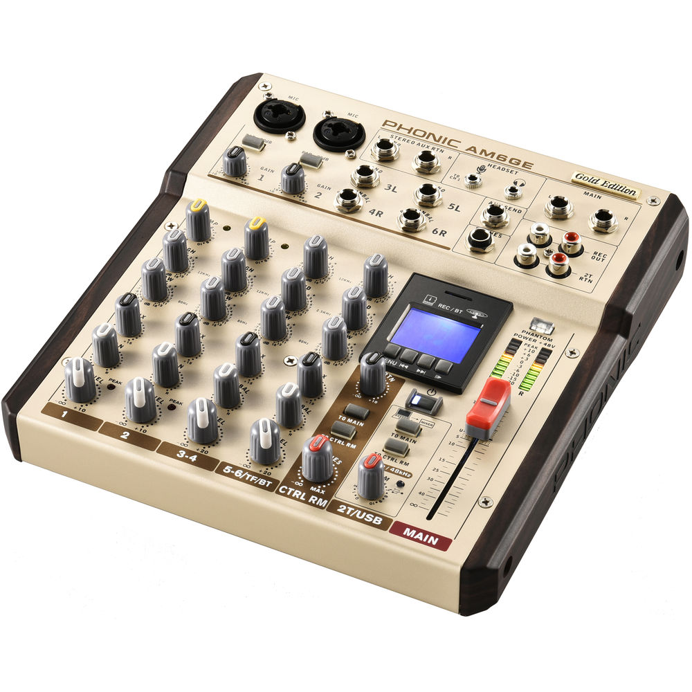 Phonic AM-6GE 2-MIC/LINE 2-Stereo Input Compact Mixer w/ 2.4GHz ...