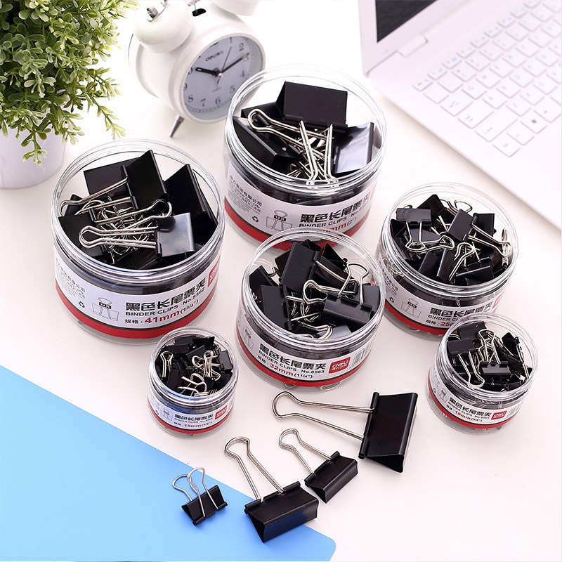 Deli Binder Clips Black 19mm/25mm Multipurpose Paper Clip School Office ...