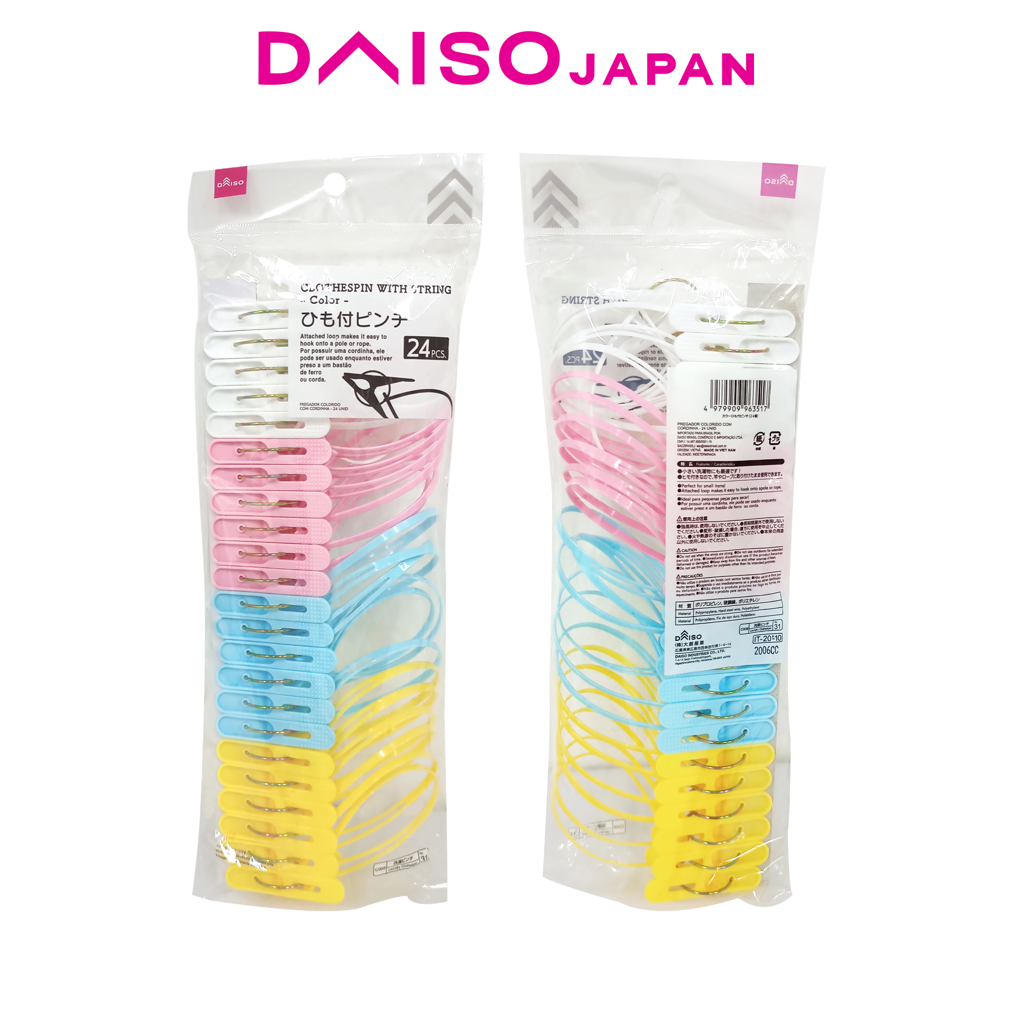 Daiso Colorful Laundry Clothespin with Strings (24 pieces) | Shopee ...