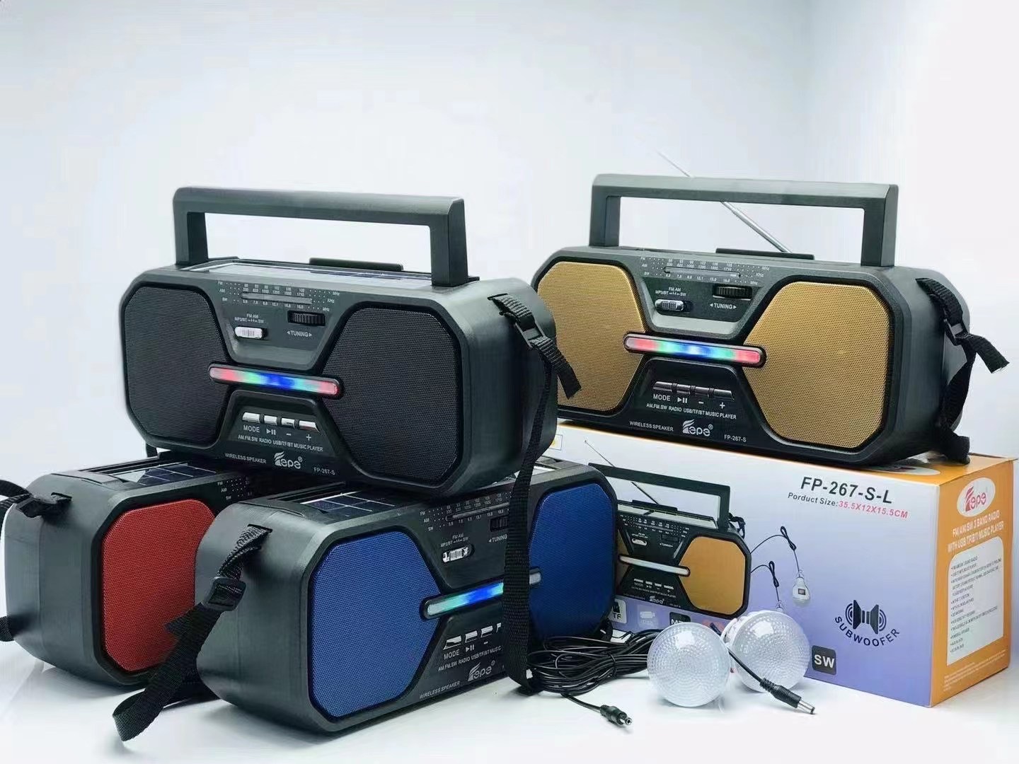 RADIO FP-267BT Solar Bluetooth AM/FM Radio with USB/SD/TF Music Player ...