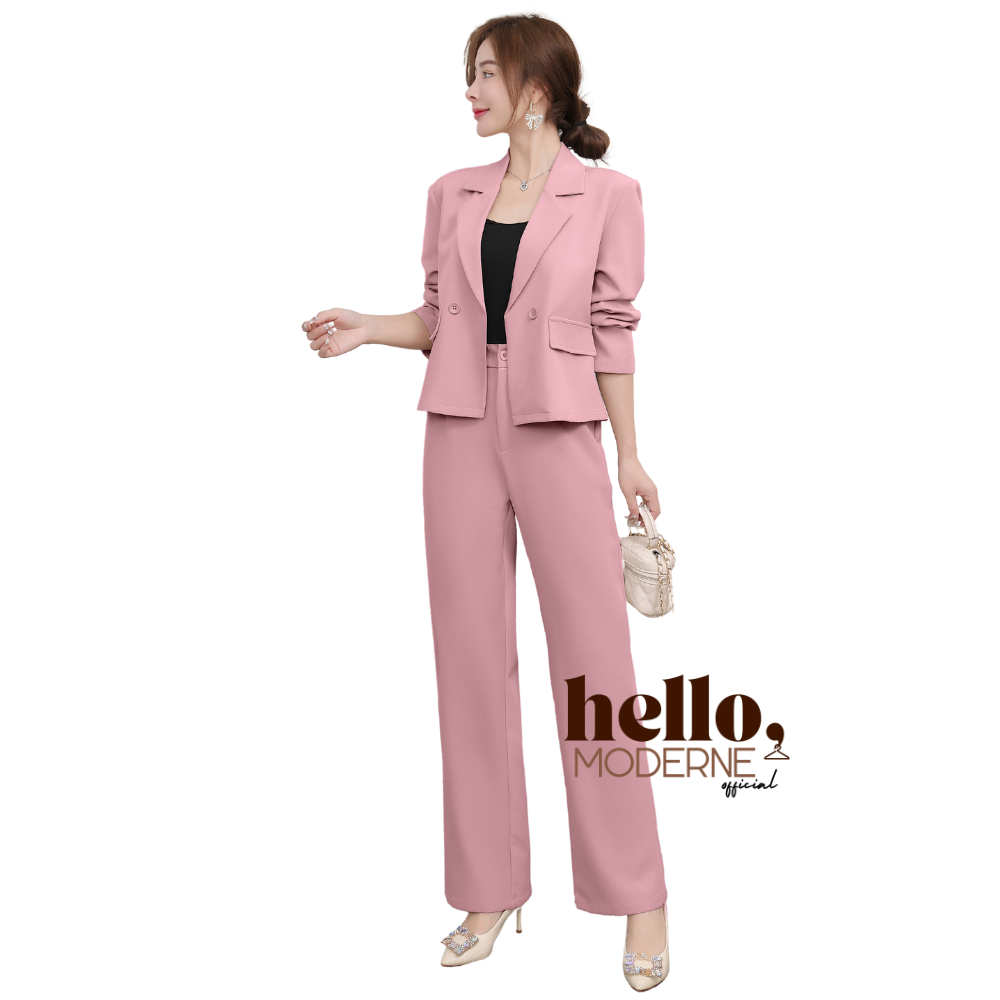 Hello Moderne Terno Set S-L Semi Crop Style Plain 2 Buttons Terno For ...