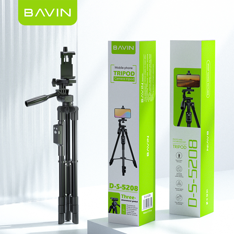 BAVIN DS5208 Professional Tripod Stand Portable Foldable Travel Aluminum Alloy Tripod Adjustable ...