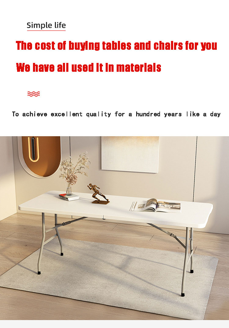 Heavy Duty Folding Table 6 FT/Fold-in-half Table Black/White Steel ...