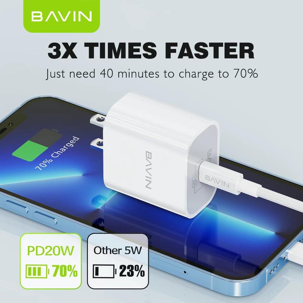LMJ BAVIN PC850 20W PD Type-C Fast Charging Adapter Fireproof And Heat Resistant Universal ...