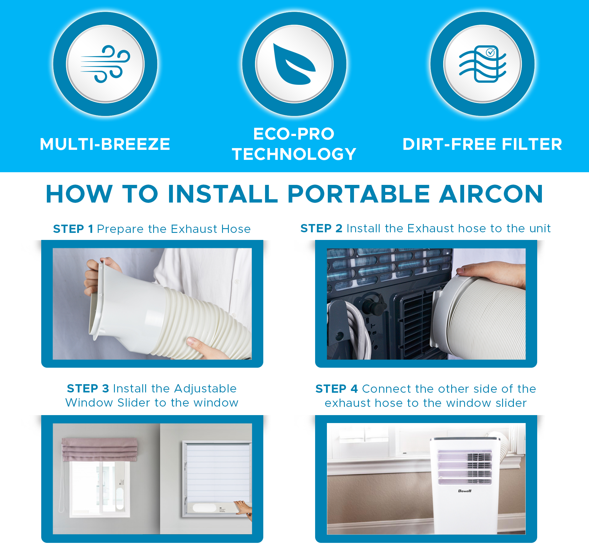 Dowell Portable Aircon PA-09K10 1.0HP Cooling Capacity Air Conditioner ...