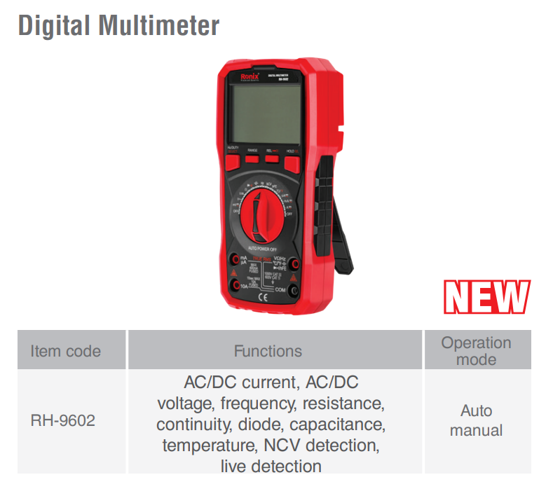 Ronix RH-9602 Digital Multimeter: Versatile, Safe, and Accurate Measurement for Electrical ...