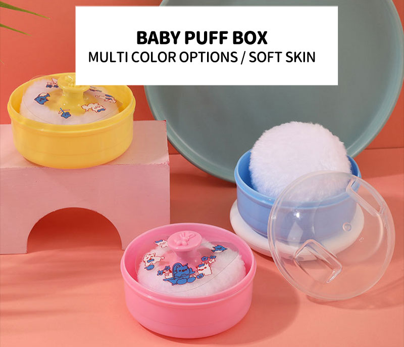 Baby Powder Puff Box Baby Round Puff Talcum Powder Sponge Box Newborn ...
