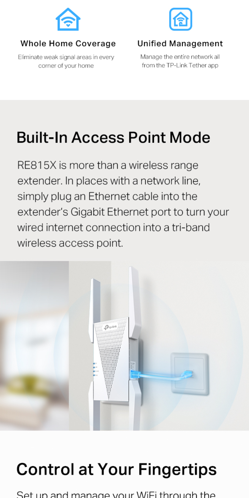 TP-Link | RE815X | Tri-Band | AX5400 | Wi-Fi 6 | Gigabit | OneMesh ...