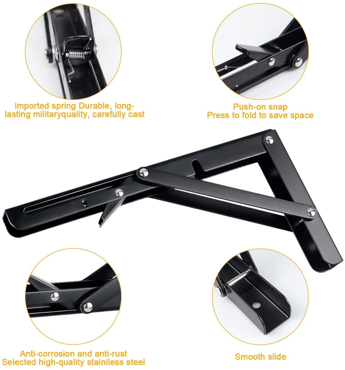 Folding Angle Bracket 2 PCS Adjustable Foldable Wall Mounted Folding ...