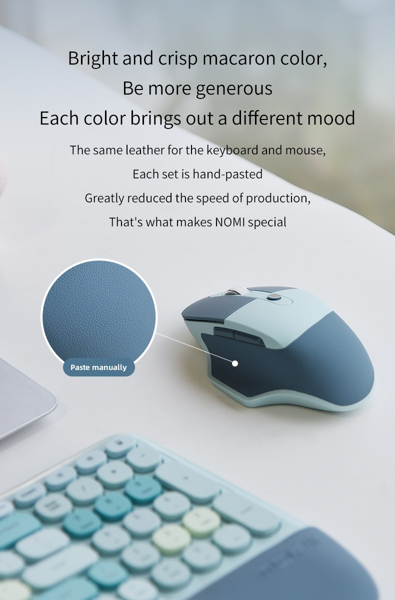Mofii NOMI Ergonomics Wireless Keyboard and Mouse Combo with Leather ...