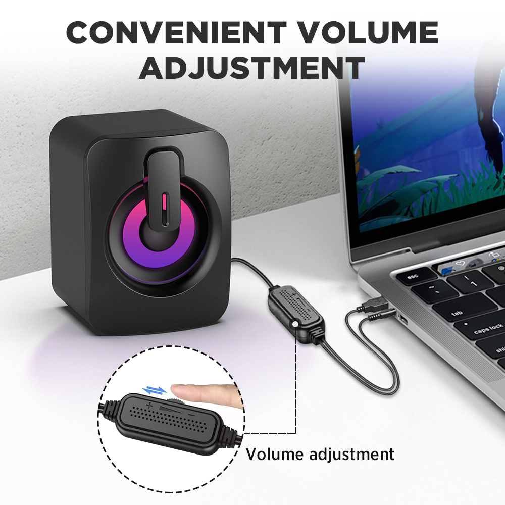 Popcorn CS006 Mini Computer Speaker for PC RGB Soundbar Desktop Gaming Speaker Laptop ...