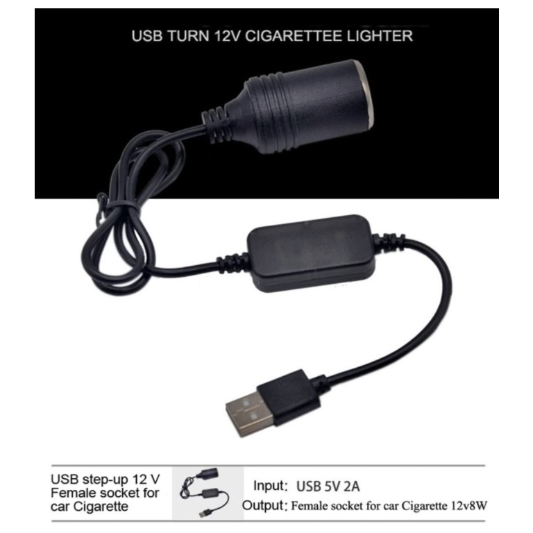 LMJ Car Cigarette Lighter Socket USB 5V To 12V Converter Adapter Wired Controller Plug Connector ...